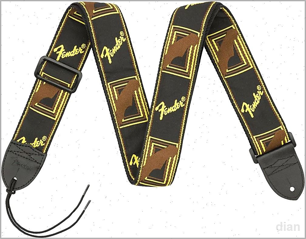Ремень для гитары Fender Monogrammed Strap двухцветный черный желтый коричневый длиной два дюйма аксессуар для струнных музыкальных инструментов гитарный ремень двухцветный черно-желто-коричневый ширина 2 дюйма для струнных инструментов