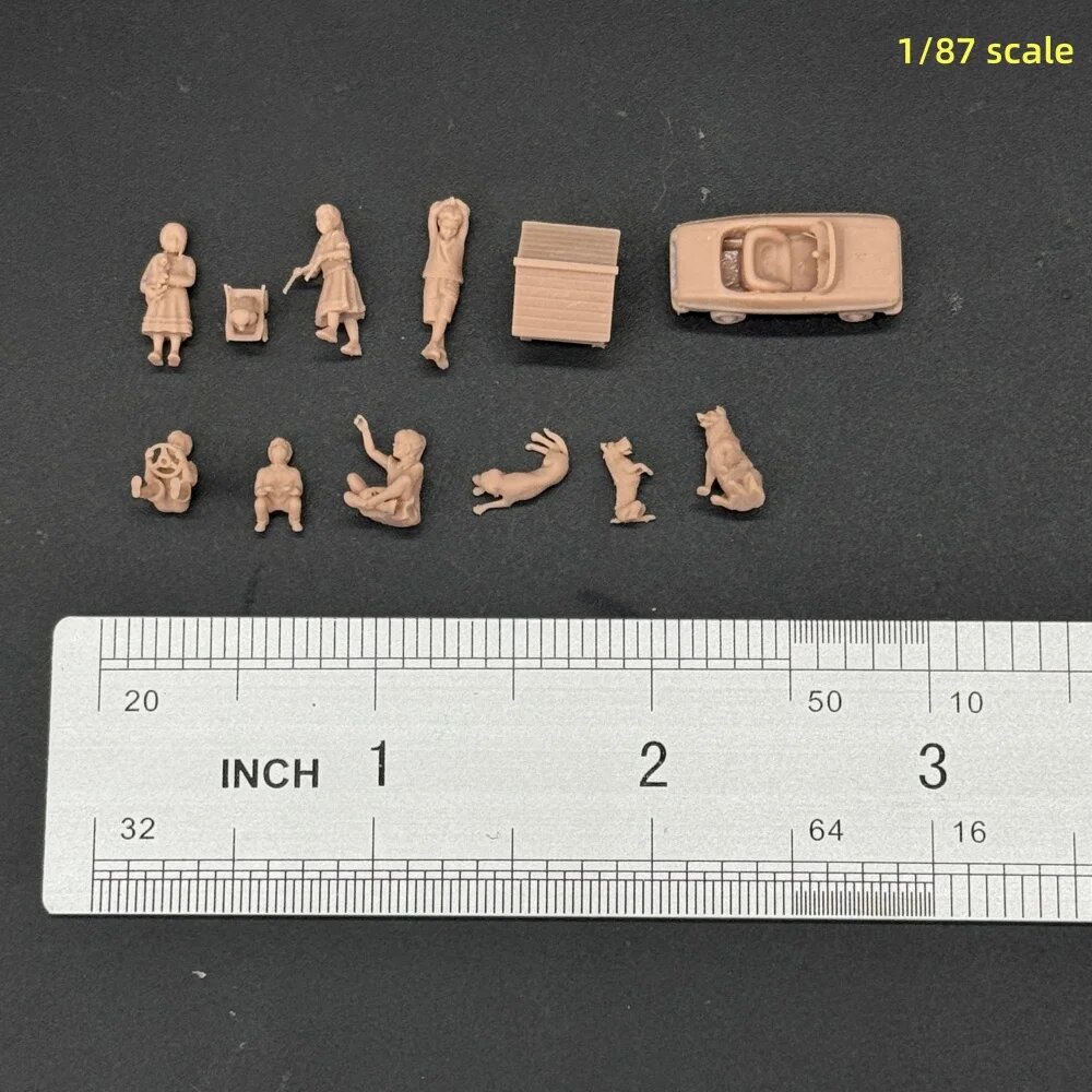 Миниатюрные фигурки граждан и собак, резиновые модели 1/72 1/87 1 in 87 scale