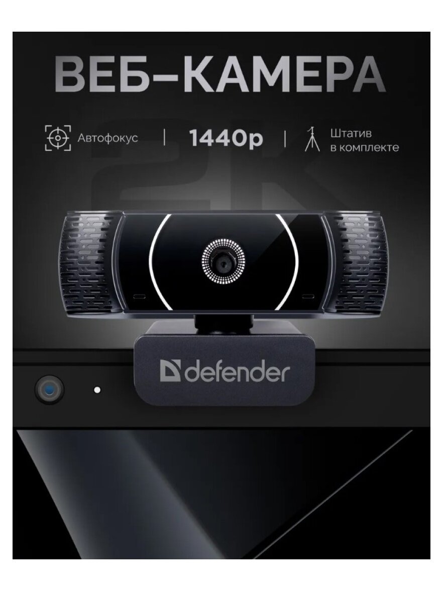 Веб-камера Defender G-lens 2590 QHD 2K 1440p черный (63113)