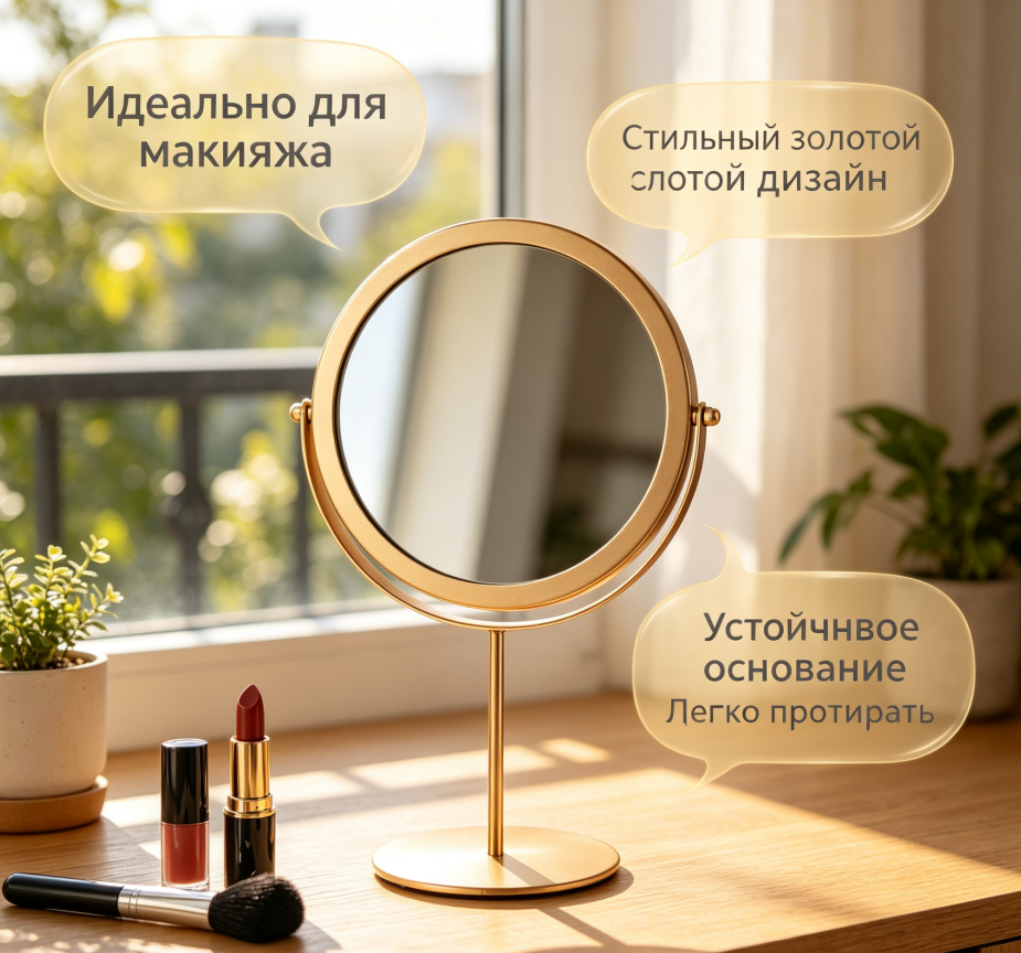Зеркало настольное, Вращающееся косметическое зеркало, зеркало для макияжа, Вращается на 360 градусов