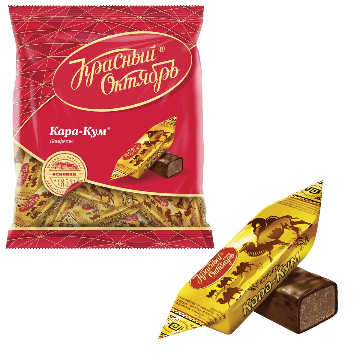 Конфеты шоколадные Красный Октябрь "Кара-Кум", 250г, пакет, КО04272 (620552), 1шт.