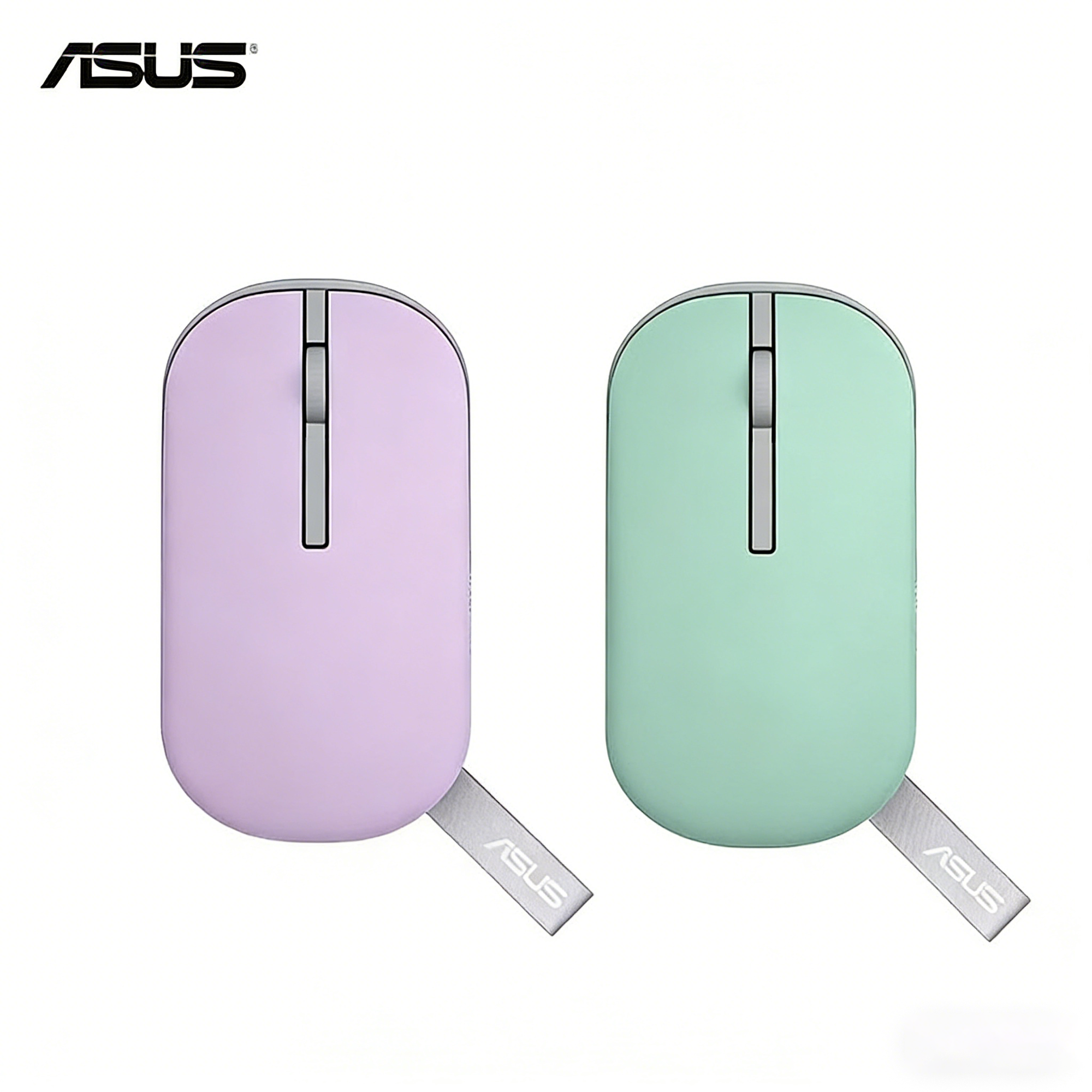 Мышь компьютерная ASUS MD100, эргономичный дизайн, бесшумные кнопки, антимикробное покрытие，Фиолетовый, зеленый