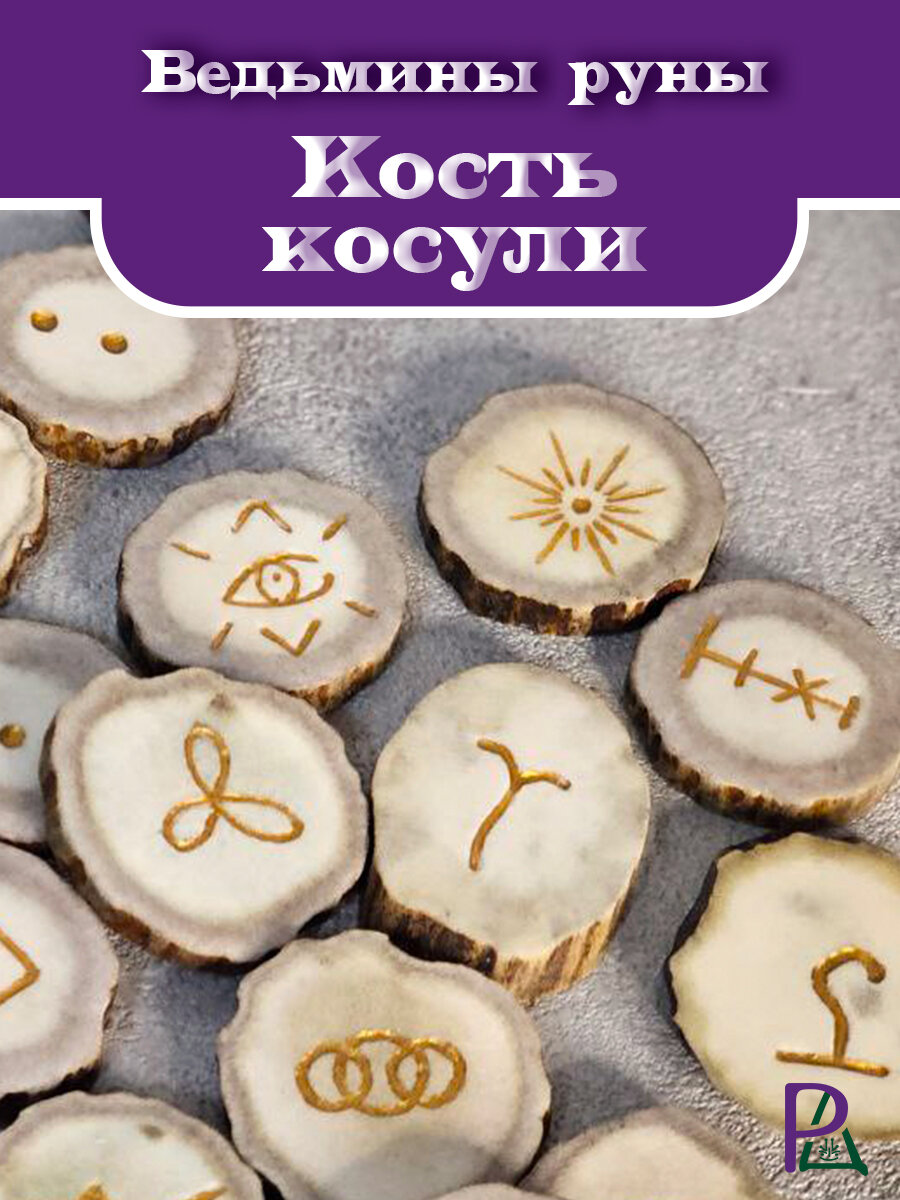 Ведьмины/Викканские руны на кости косули (ручная уникальная работа) 28шт + инструкция