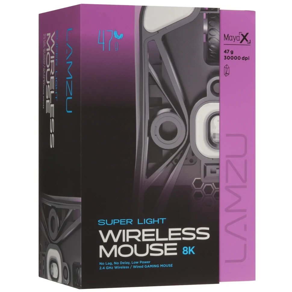 Мышь беспроводная/проводная LAMZU Maya X фиолетовый/черный, 8K
