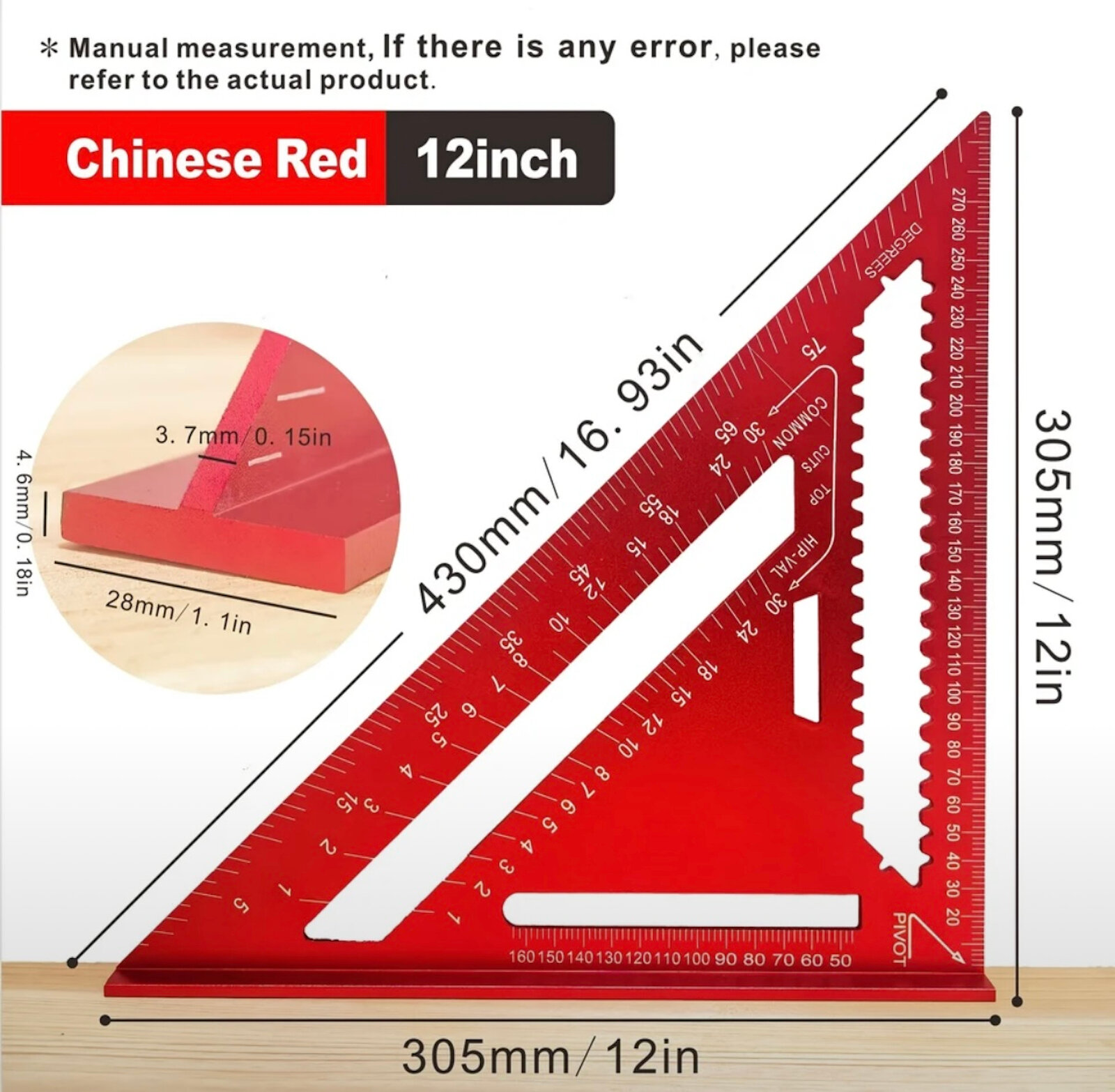 Угольник свенсона анодированный алюминиевый сплав Большой \столярный угольник\угольник строительный