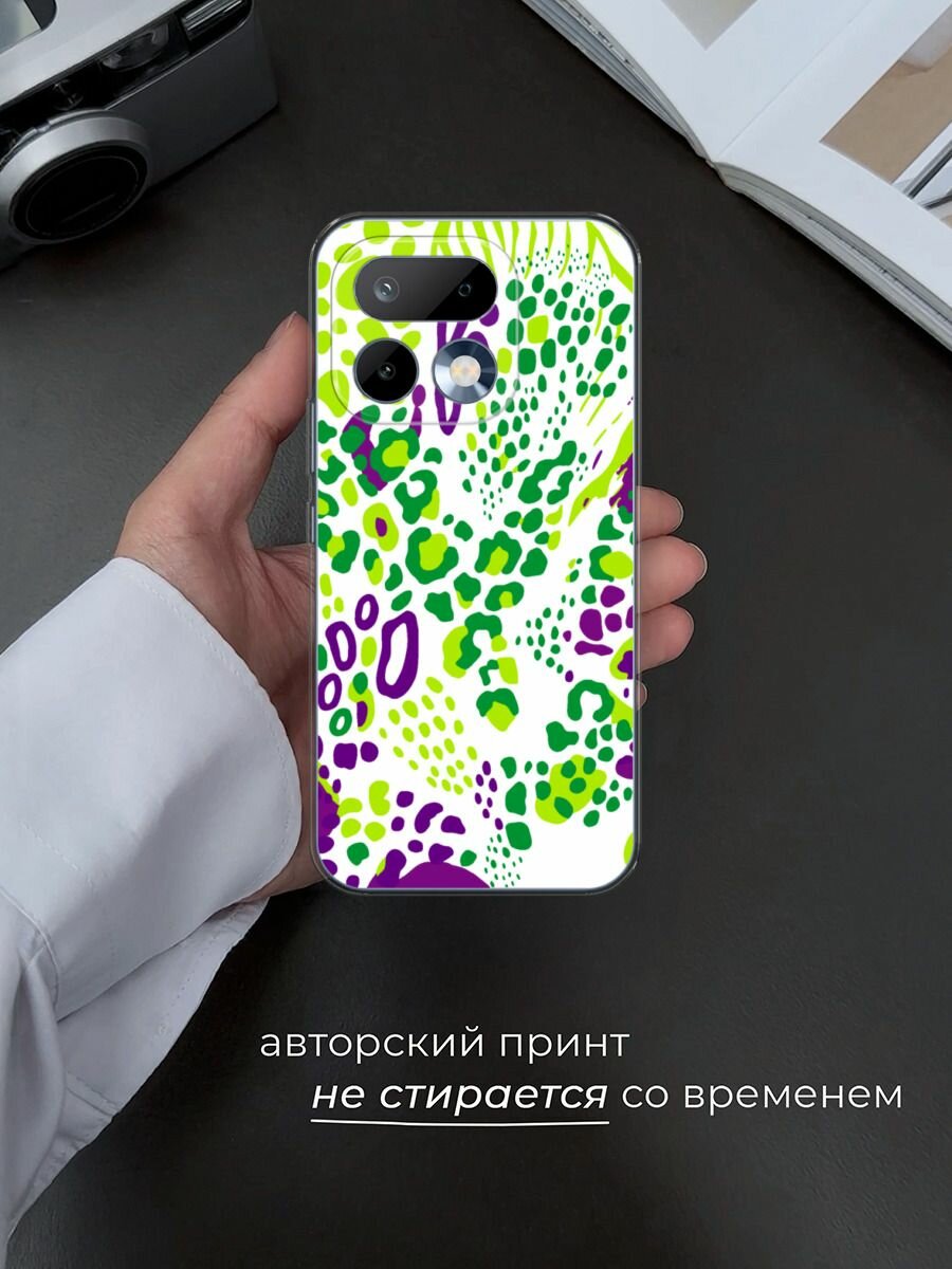 Чехол на Realme 16 Pro / Реалме 16 Про с принтом Зеленый леопардовый фон — фото 1