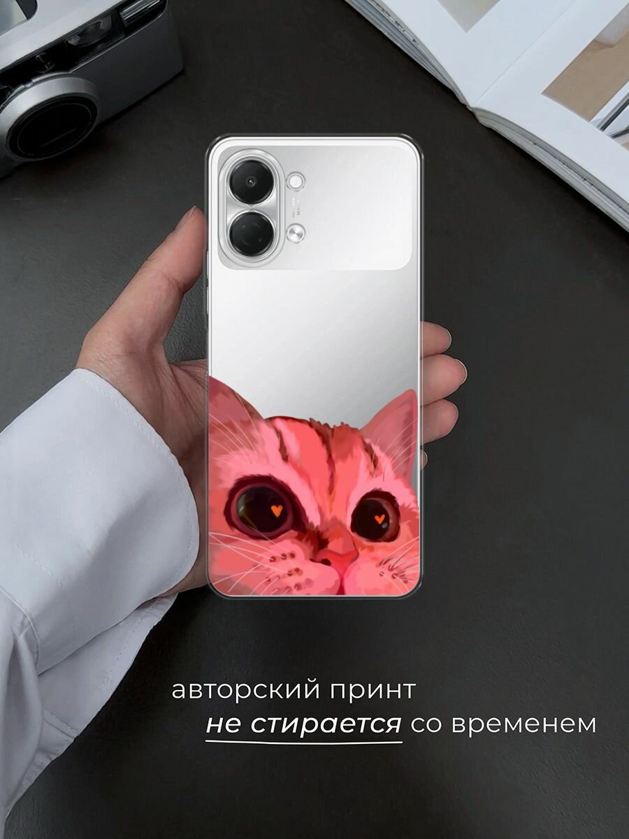 Чехол на Tecno Spark Go 3 / Текно Спарк Го 3 с принтом Affectionate cat, прозрачный — фото 1
