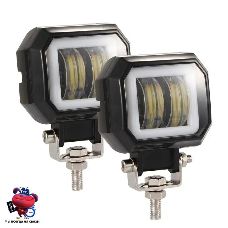 Фара-искатель светодиодная 20 Вт, 12 В-30 В, белый свет, алюминий, черный корпус для внедорожников