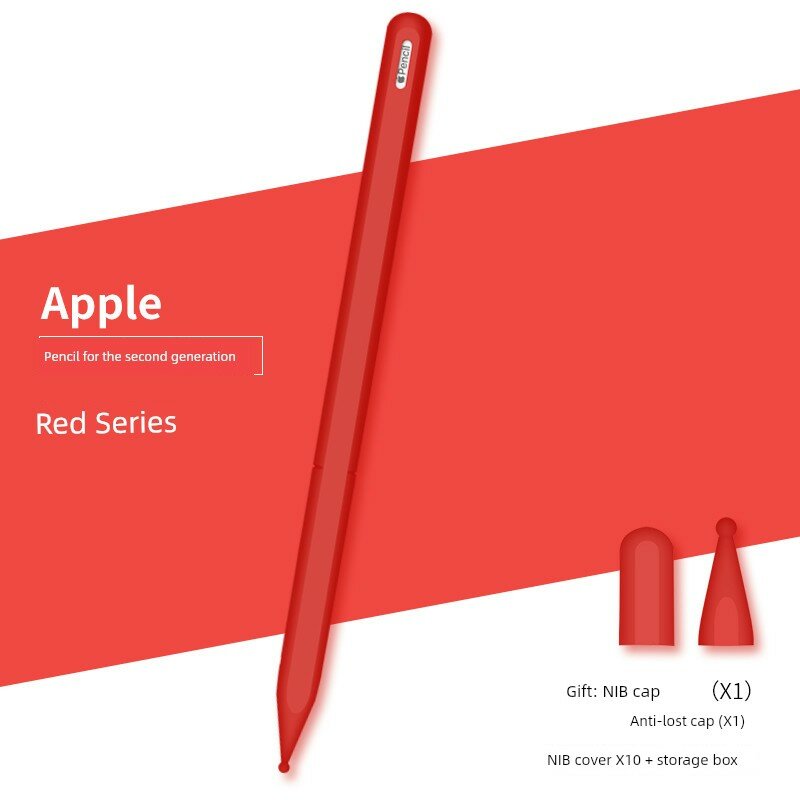 Красный чехол для Apple Pencil 2-го поколения, ультратонкий силиконовый чехол с магнитным наконечником,