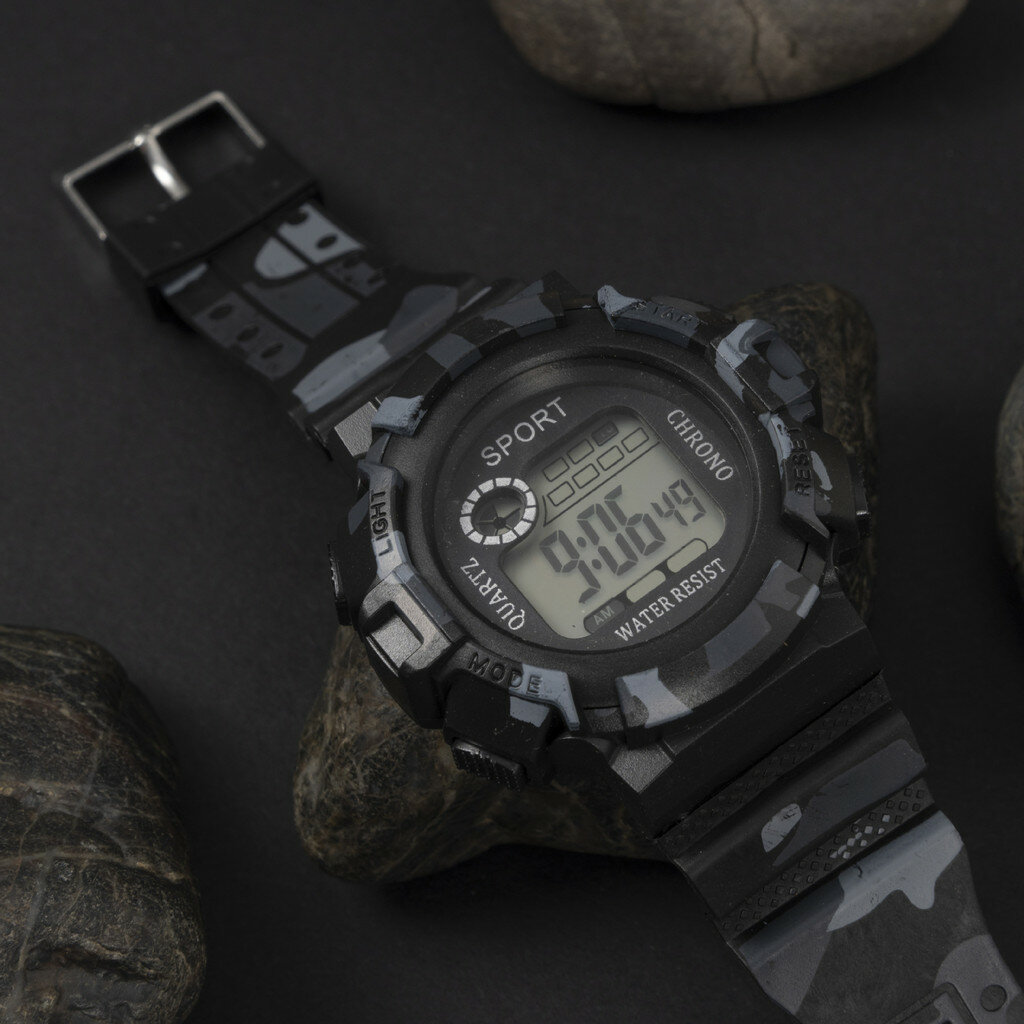 Детские военные часы цифровые водонепроницаемые спортивные часы для мальчиков черный