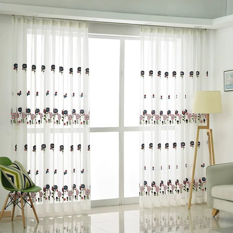 Новая современная минималистичная ткань для штор с цветочным узором, вышитая хлопковыми нитками, доступна в двух