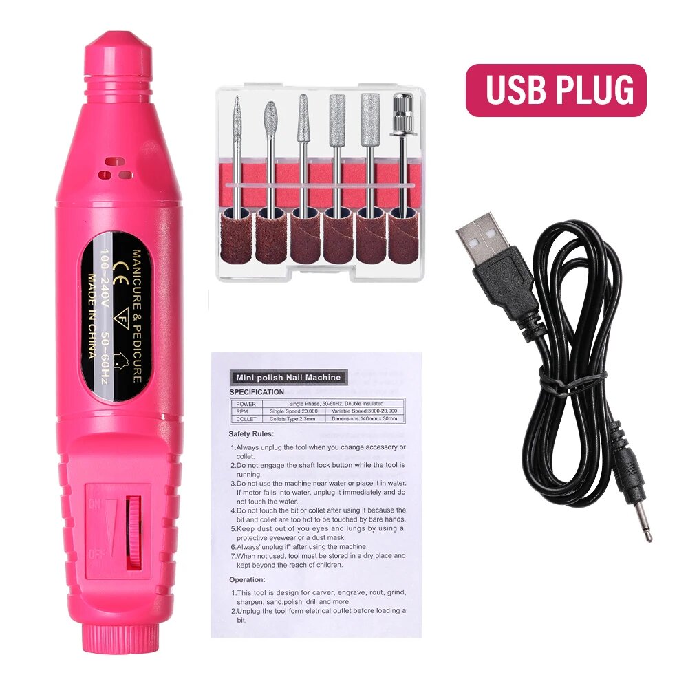 Электрическая маникюрная дрель Nail Drill 9Вт 20000RPM Red