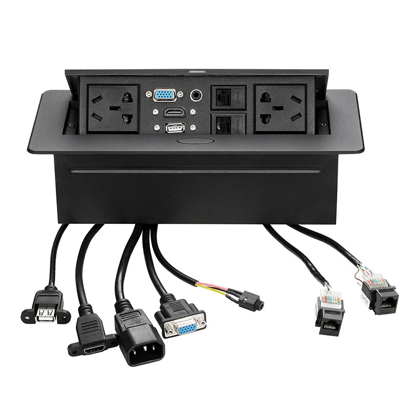 Выдвижная HDMI-розетка без проводов с кабельным блоком для настольных столов в конференц-залах и офисах