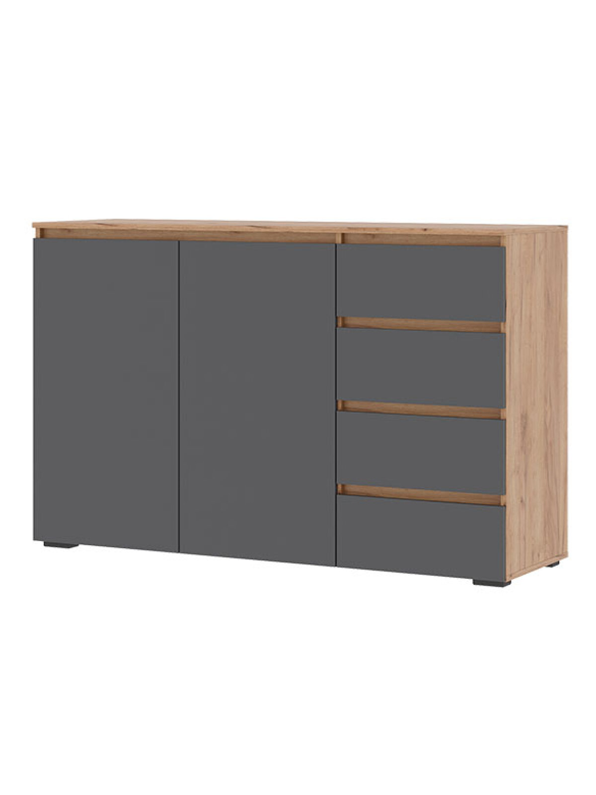 Комод "Хелен КМ 06" графит+крафт Huge Mebel. Ширина 1502 Высота 958. Комоды