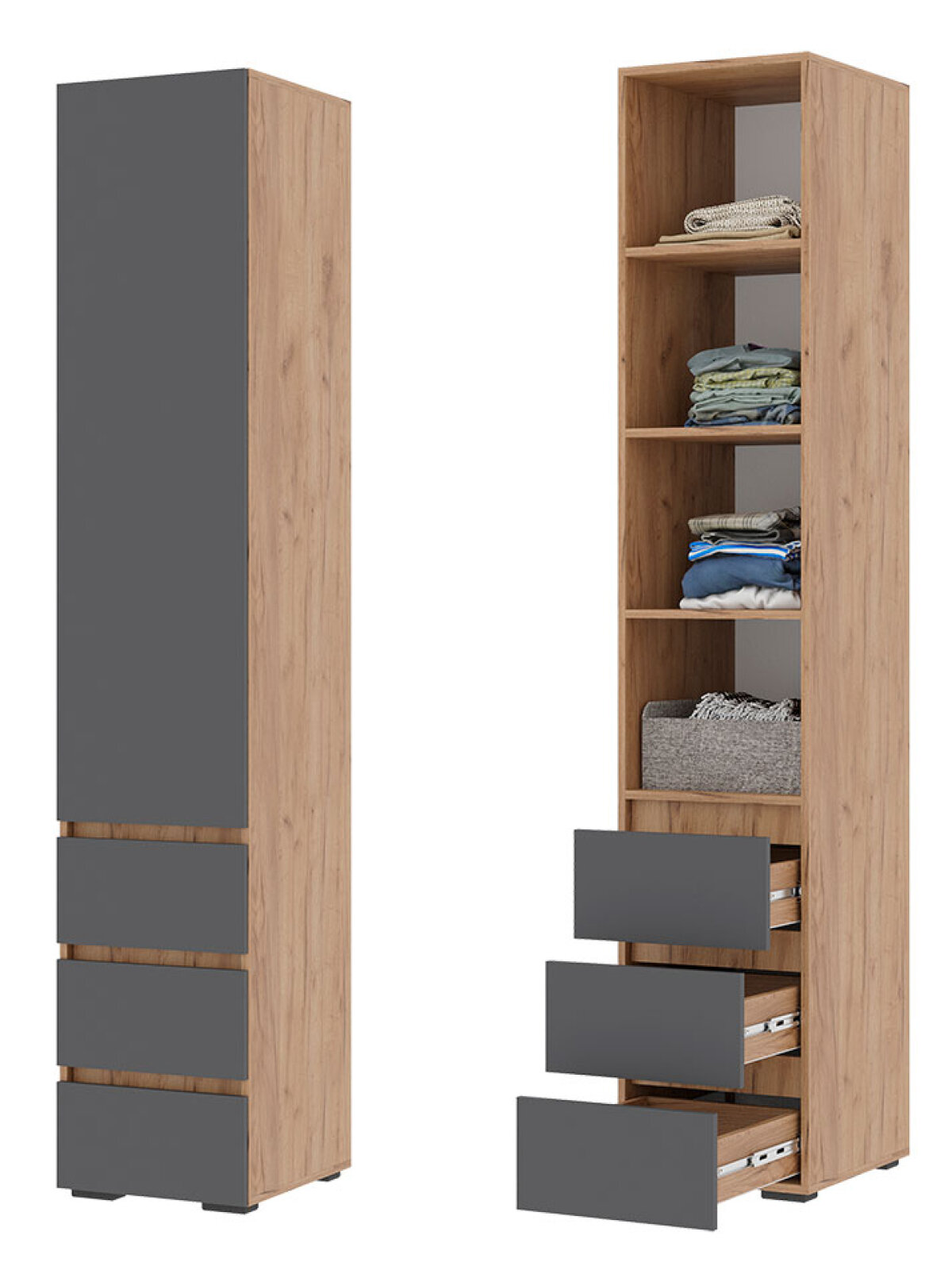 Пенал "Хелен ПН 03" графит Huge Mebel. Ширина 400 Высота 2100. Пеналы