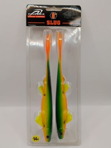 Силиконовая приманка SLUG 8" COLUMBIA fishing company: набор 2 шт, 20см, 25г, мягкая приманка на хищника