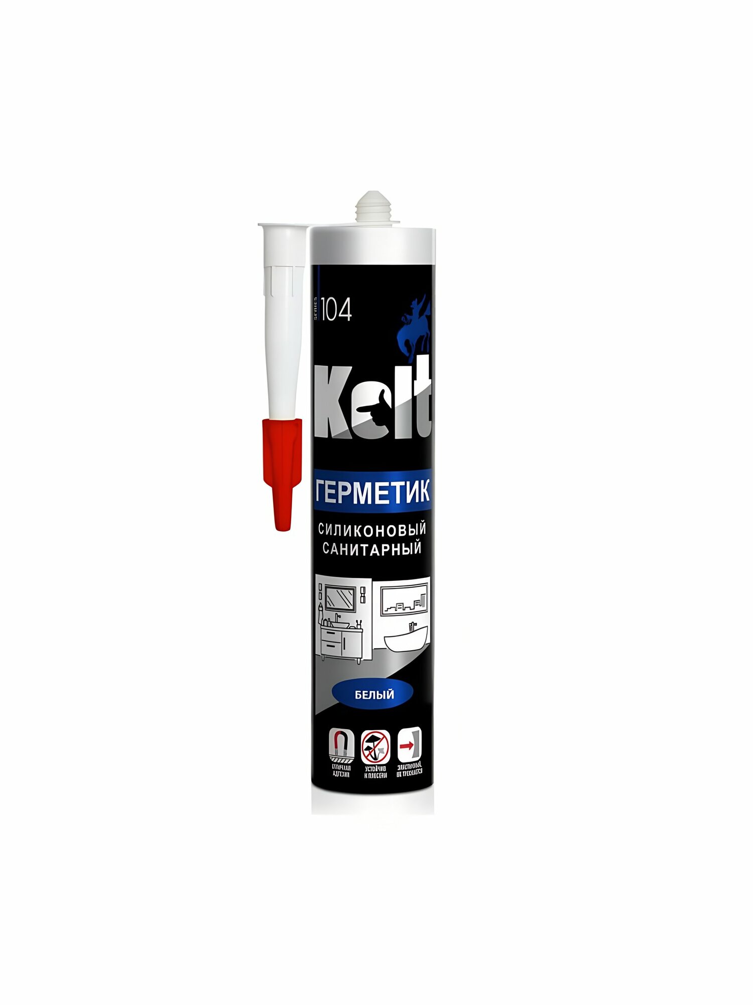Герметик силиконовый санитарный 280 мл, белый, Kolt