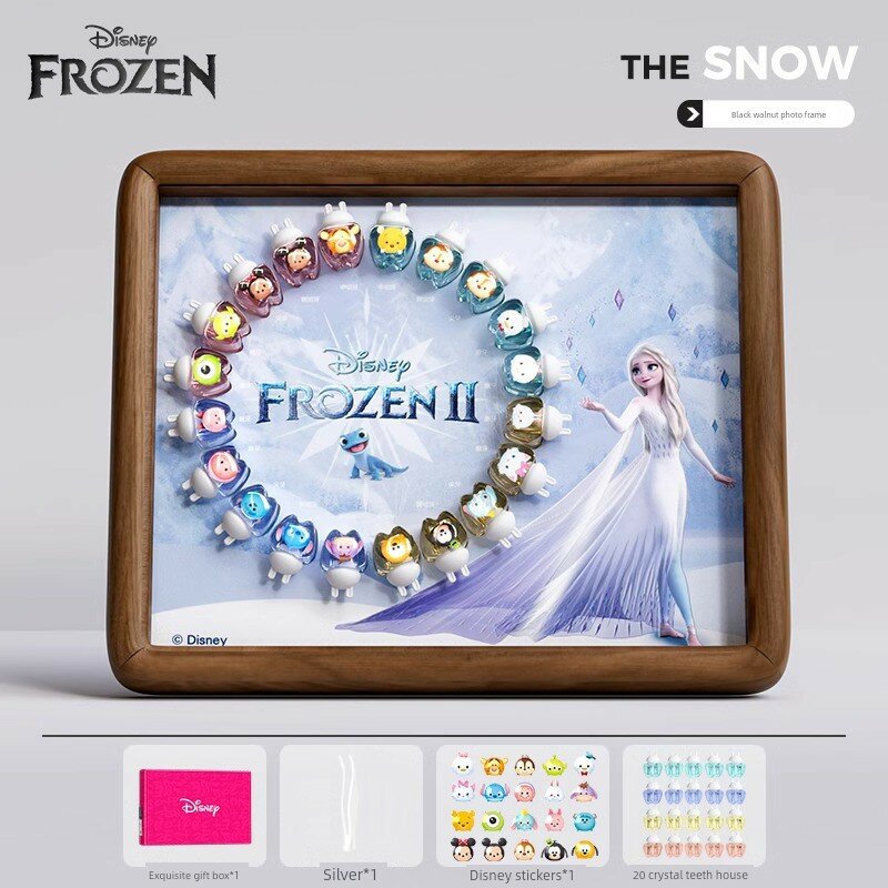 Собиратель зубов Disney Princess Elsa 2.0 с ореховой рамкой и цветными кристаллическими зубами + наклейки Disney