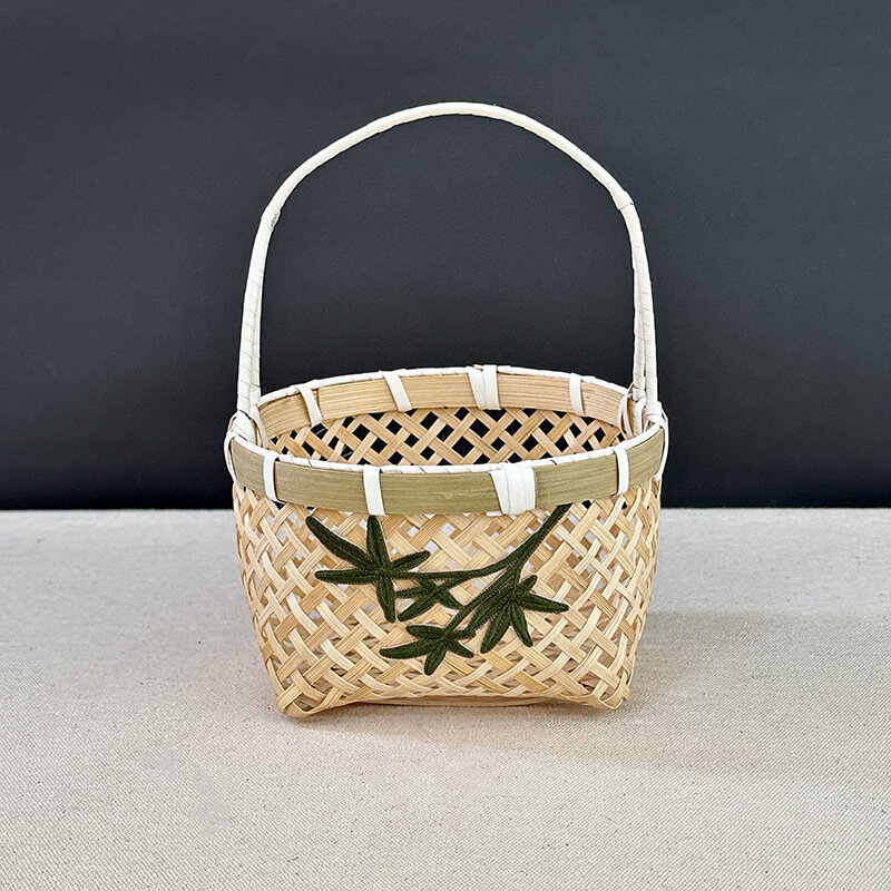 Корзина Zhu Yun из ротанга круглой формы для фруктов, ягод и закусок - подарочная ручная корзина