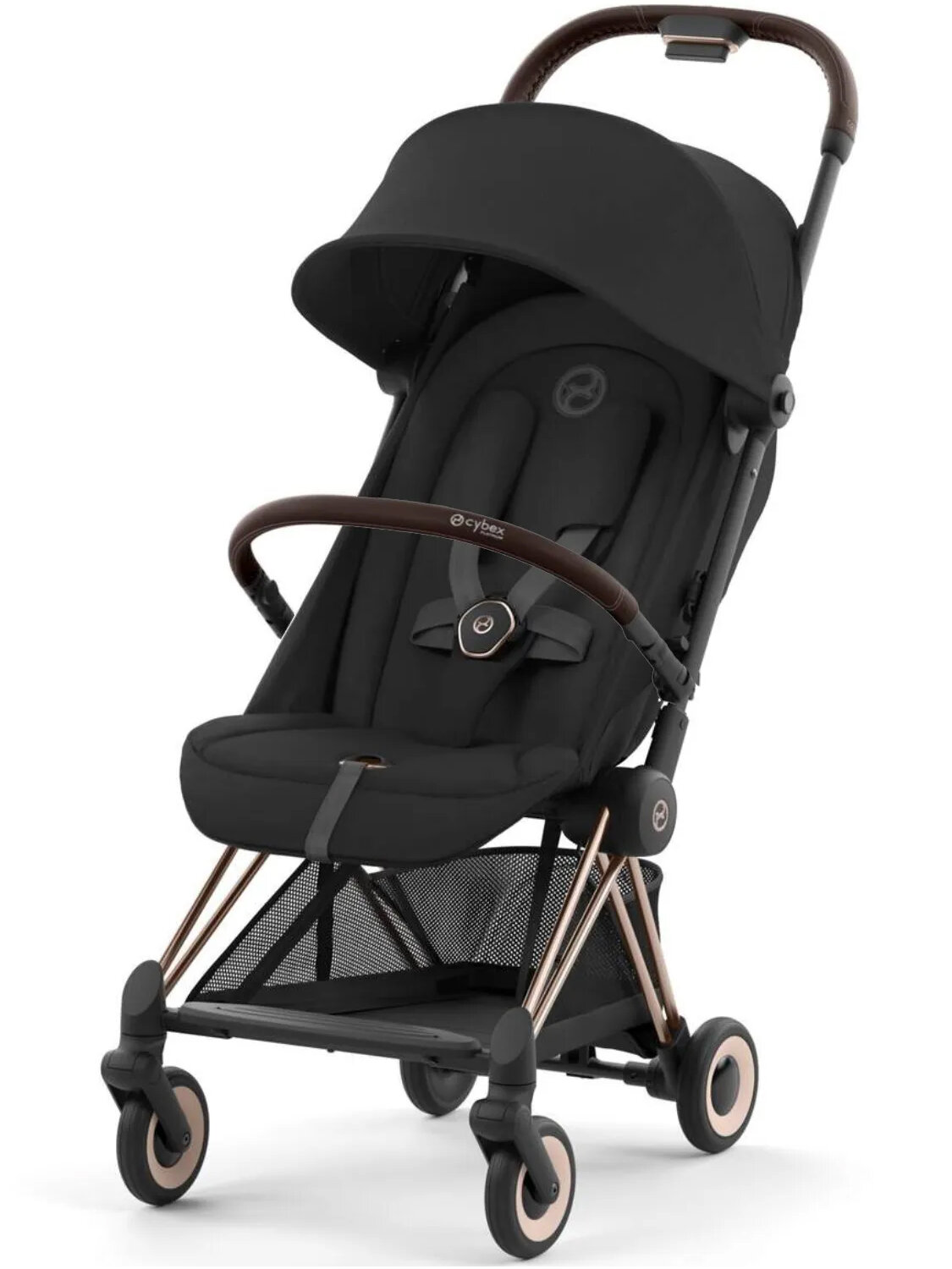 Коляска прогулочная Cybex Coya Rosegold Sepia Black с дождевиком и бампером 522005601
