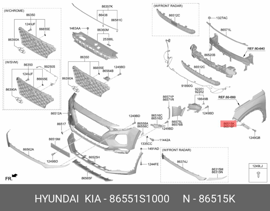 Кронштейн крепления бампера org (Hyundai/Kia 86551S1000)