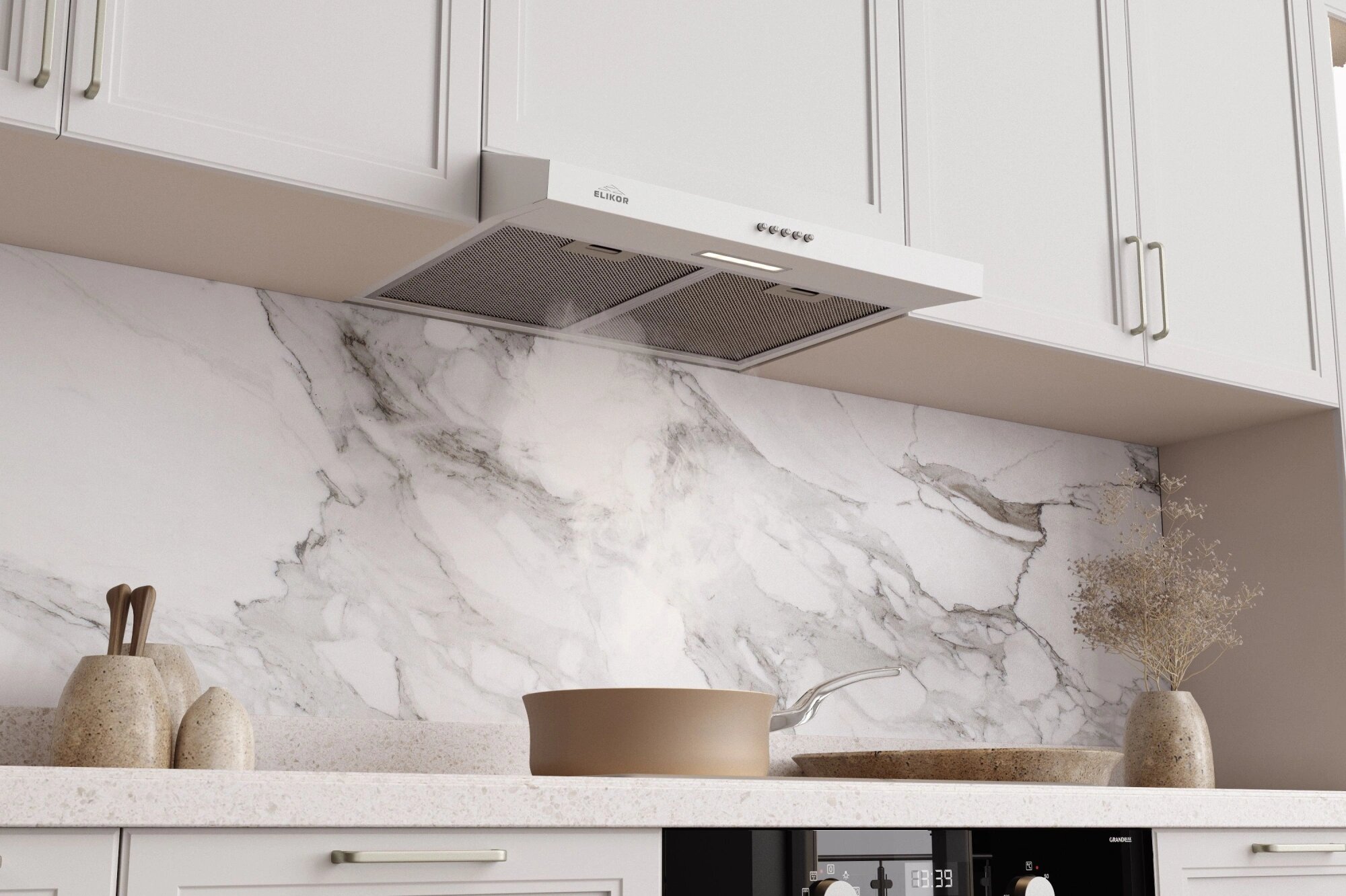 Вытяжка кухонная ELIKOR Eco ONE 60 WH белая кнопочное
