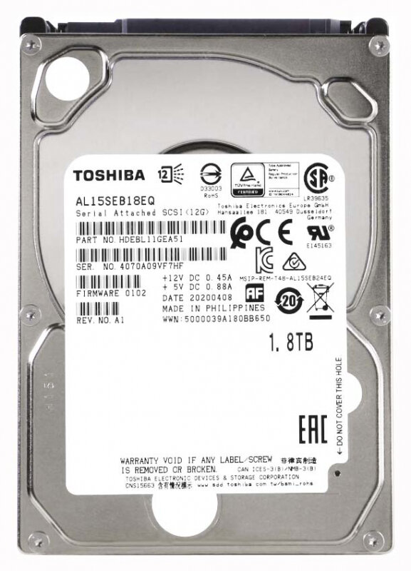 Жесткий диск Toshiba AL15SEB18EQ 1,8Tb 10000 SAS 2,5" HDD