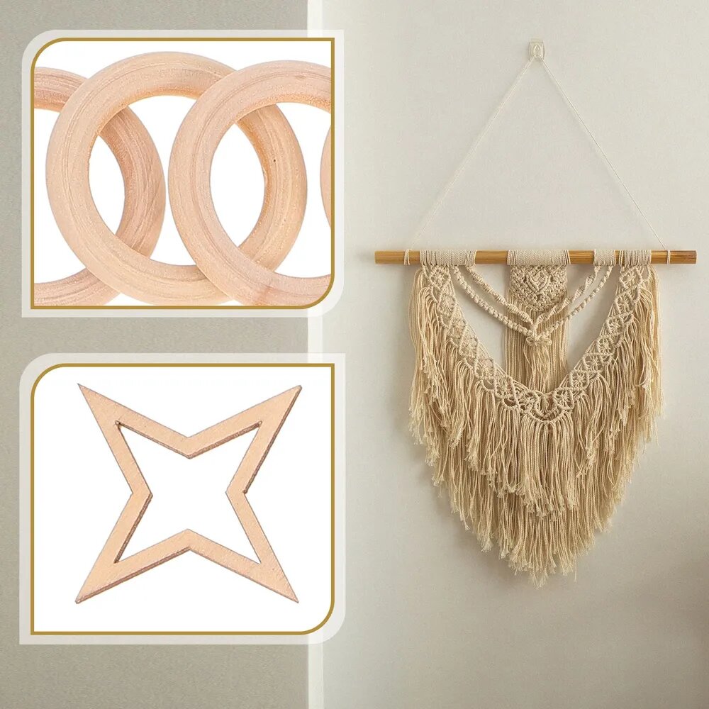 Набор деревянных аксессуаров для макраме и ткачества с бусинами для создания настенных панно