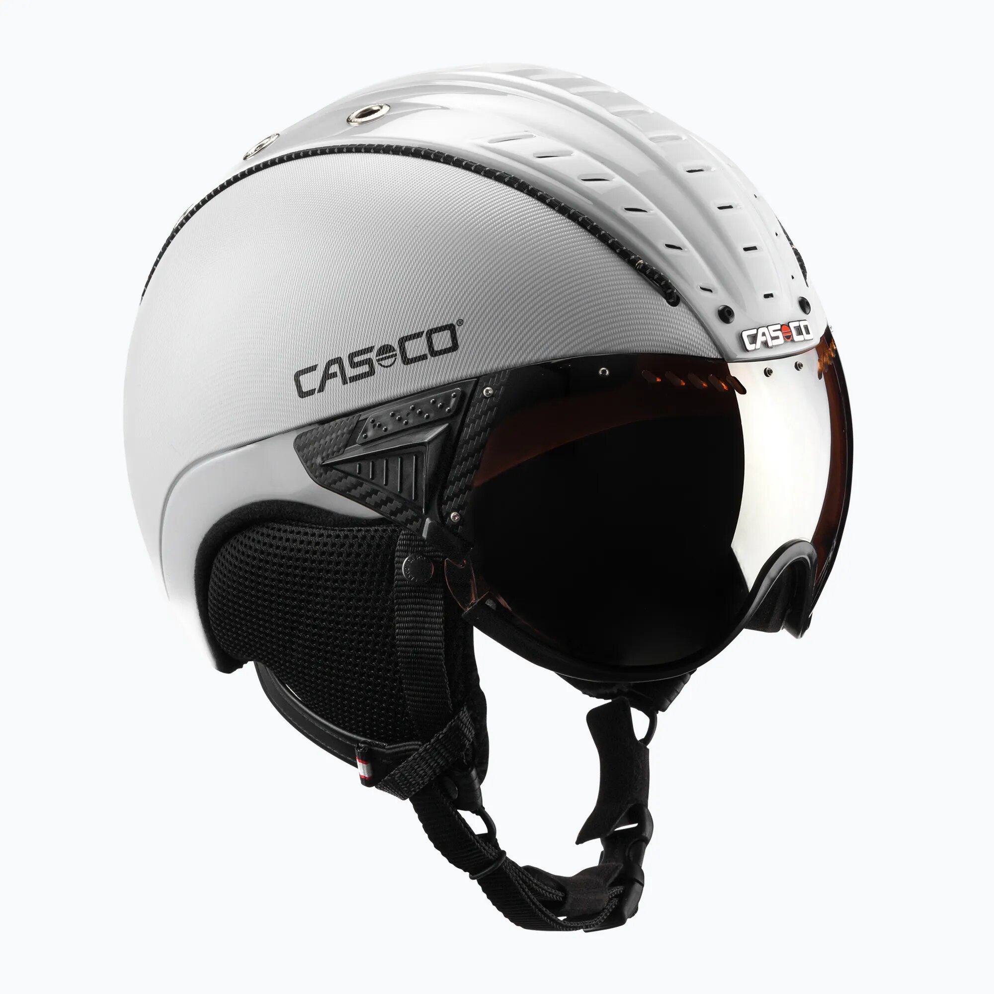 Шлем CASCO SP-2 Carbonic Visor с визором (L (58-60) /07.3737/ White + SNOWmask 2 Carbonic Visor Chrome)