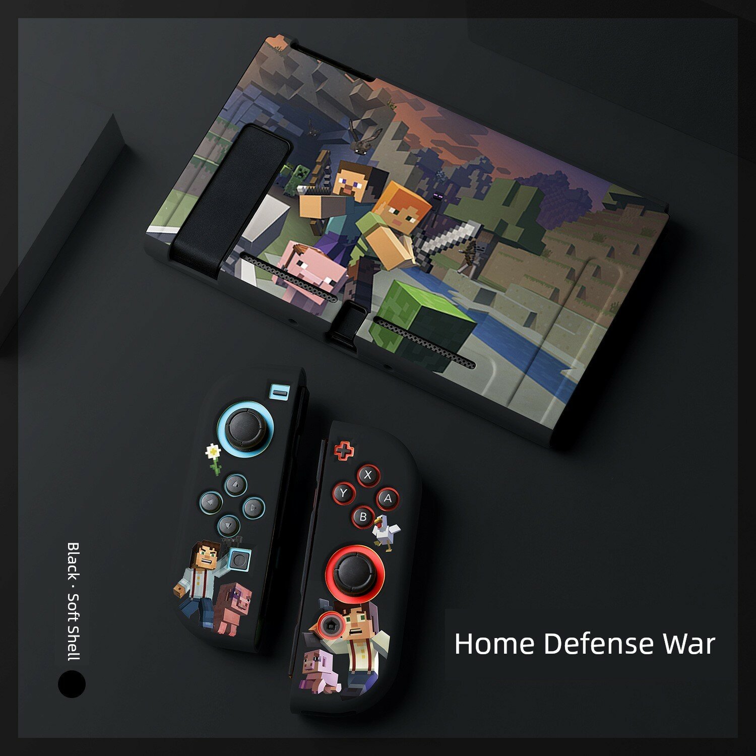 Чехол-накладка TPU для Nintendo Switch Slim с дизайном Homeland Defense Minecraft, тонкий - 1шт