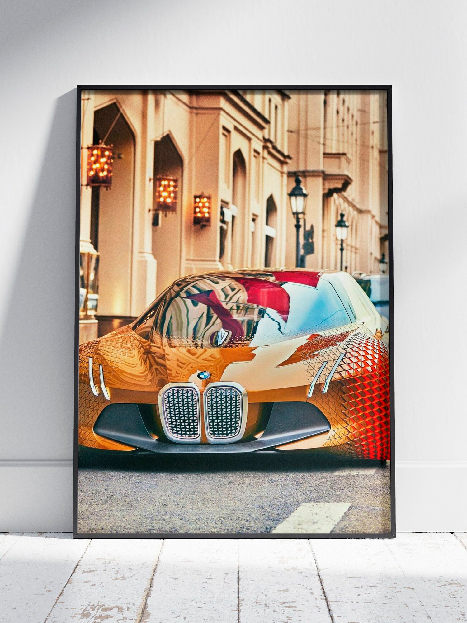 Плакат на стену для интерьера Легенды Авто (БМВ Вижн Некст 100 - BMW Vision Next 100 1) - Постер по машине формата A4 (21x30 см)