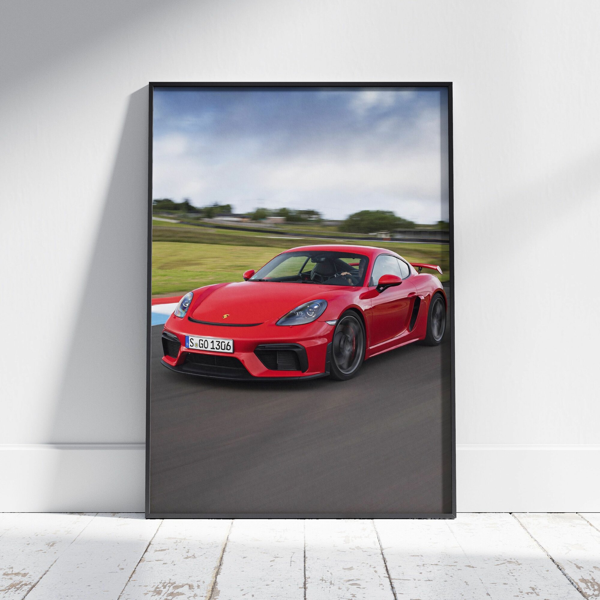 Плакат на стену для интерьера Культовые машины (Porsche Cayman 10) - Постер по легендарным и классическим ретро автомобилям формата А4 (21x30 см)