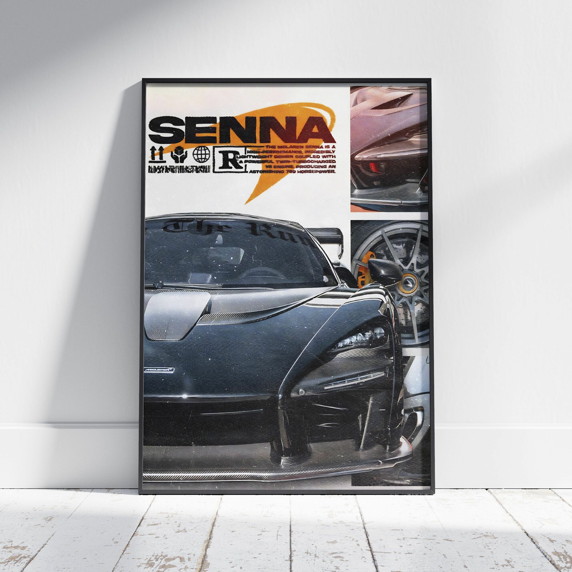 Плакат на стену для интерьера Спорткар (McLaren Senna 2) - Постер по спортивным гоночным машинам автомобилям формата А4 (21x30 см)