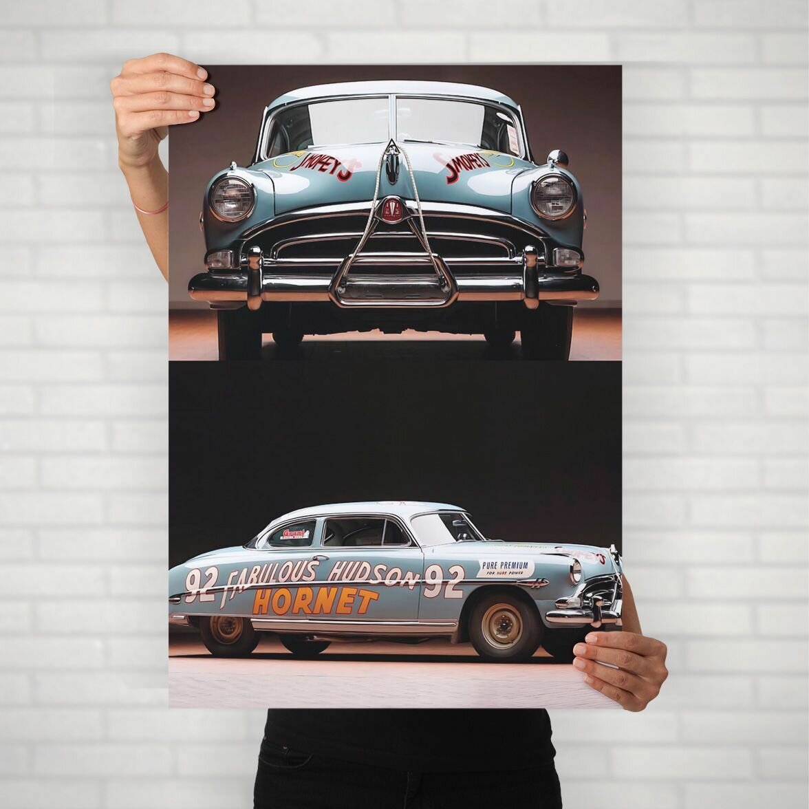 Плакат на стену для интерьера Культовые машины (Hudson Hornet 5) - Постер по легендарным и классическим ретро автомобилям формата А1 (60x84 см)