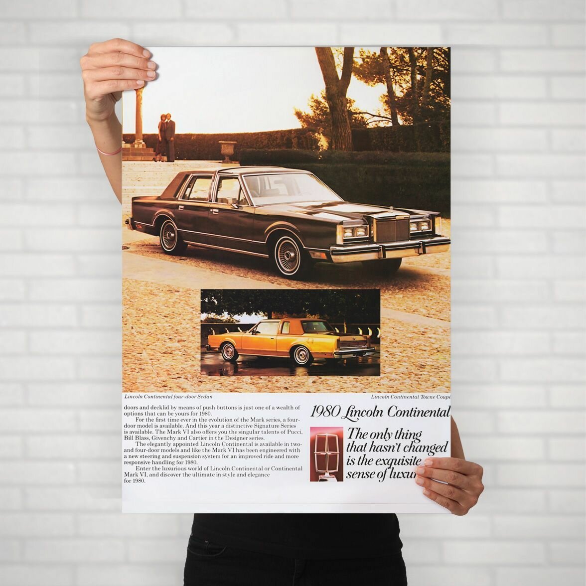 Плакат на стену для интерьера Культовые машины (Lincoln Continental Mk IV 5) - Постер по легендарным ретро автомобилям формата А1 (60x84 см)