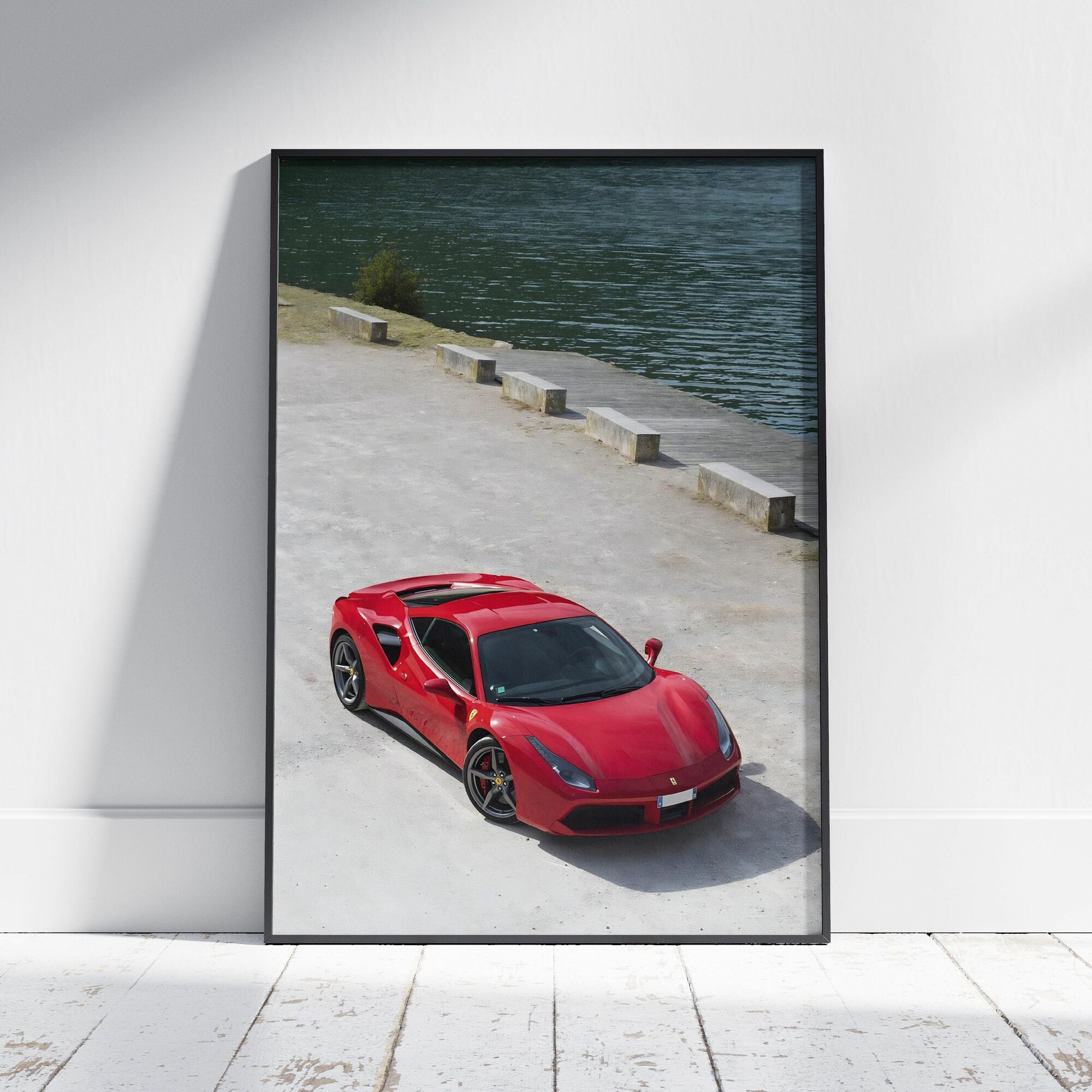 Плакат на стену для интерьера Спорткар (Ferrari 488 GTB 4) - Постер по спортивным гоночным машинам автомобилям формата А4 (21x30 см)