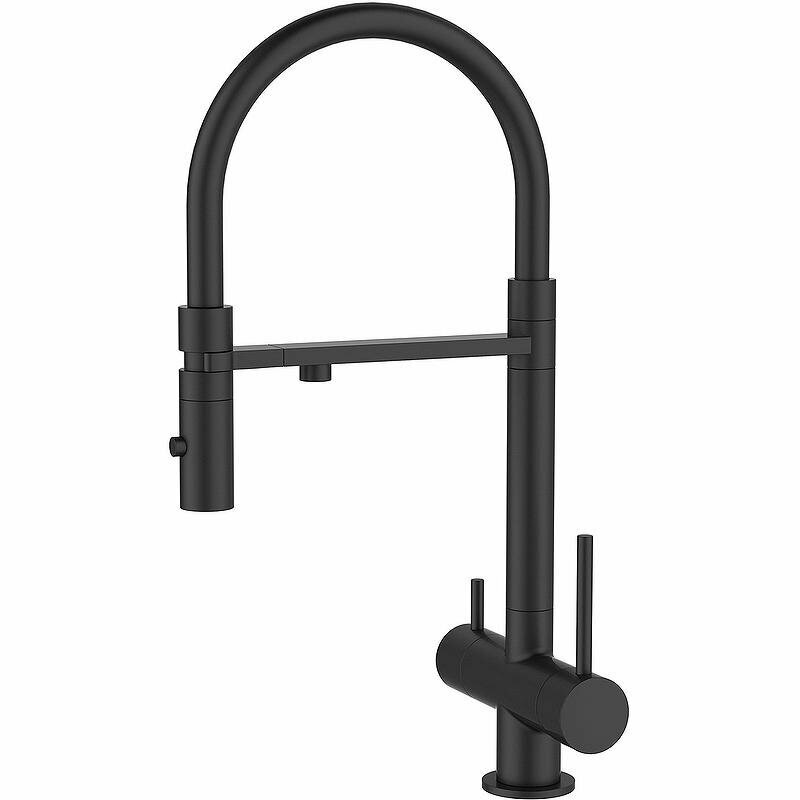Смеситель для кухни Iddis Ace ACEBLFFi05 черный матовый, с гибким изливом и краном для питьевой воды, рычажный, латунь