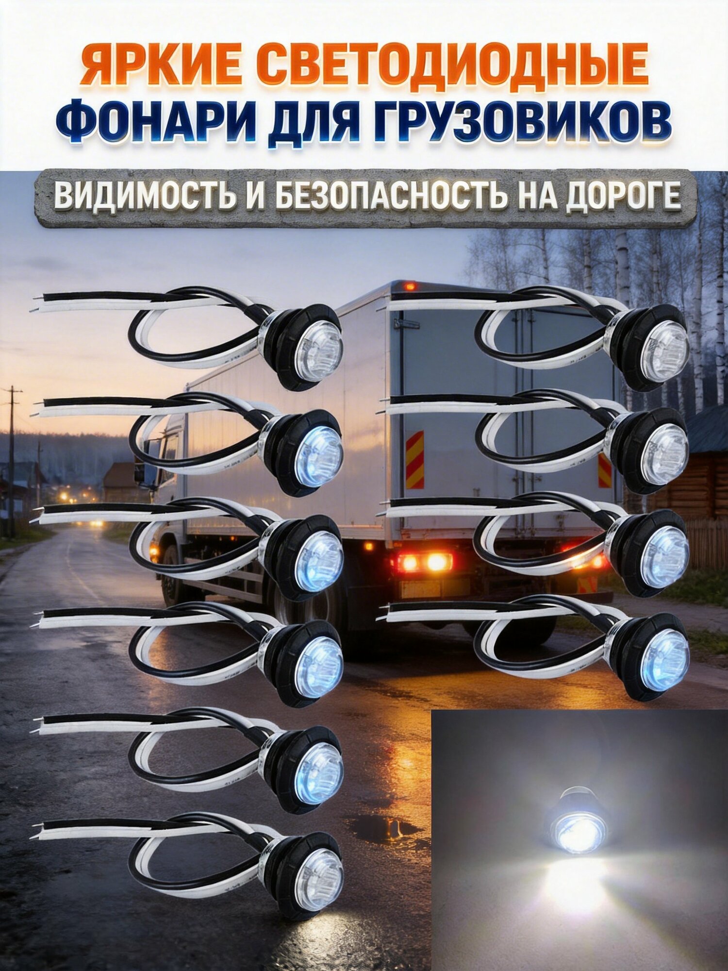 10 шт белый 24 В 3/4 дюйма круглый светодиодный габаритный фонарь для грузовика и фургона, передний задний боковой индикатор с герметичным IP68 исполнением