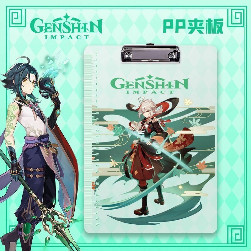 Мерчандайзинг GRSHIN по игре Genshin Impact: папка-планшет формата А4 с изображениями Сяо, Каэдэхары Казухи, Ху Тао, Райдена Сёгун, Чжунли.