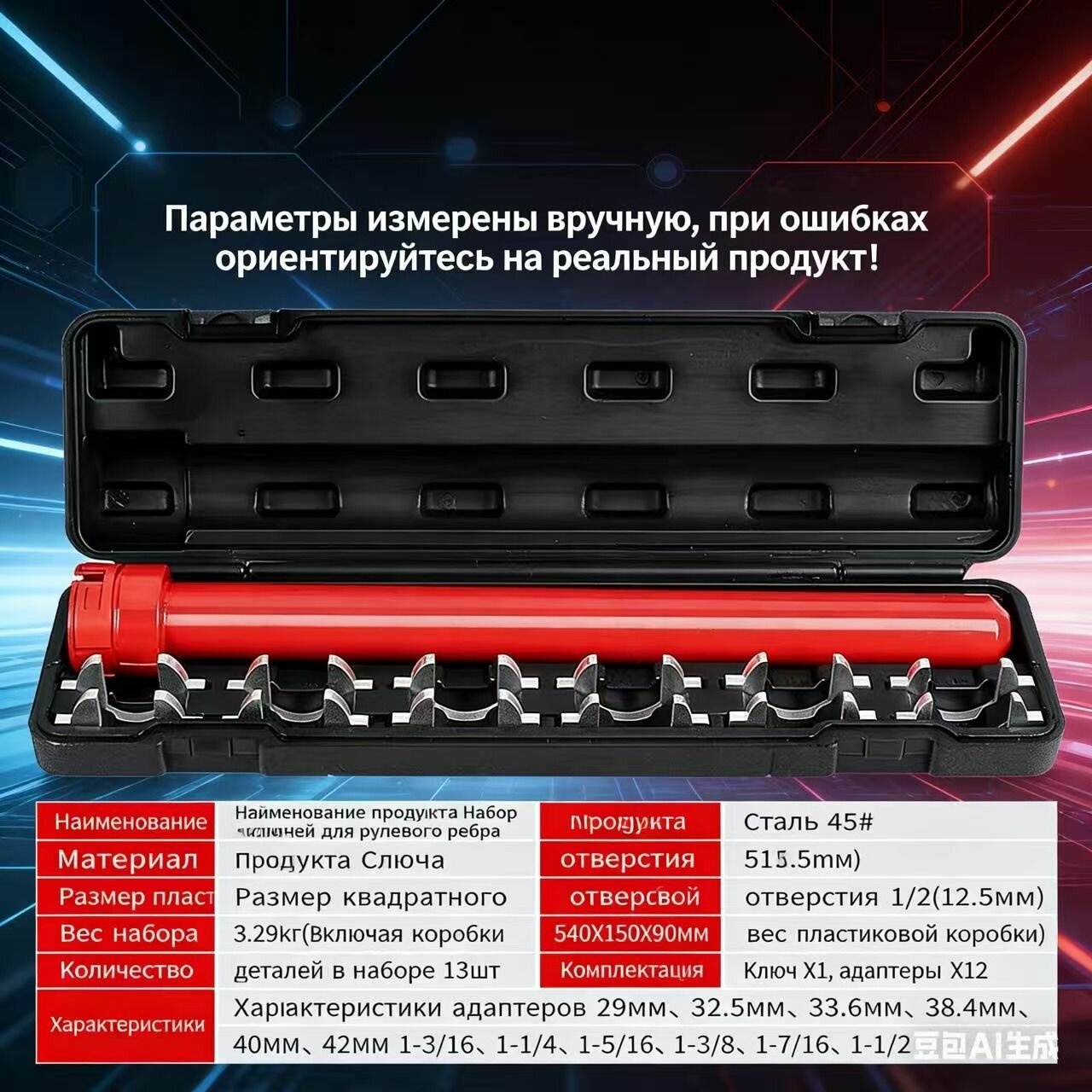 Набор из 13 инструментов для снятия и установки внутренних рулевых тяг рулевой рейки Набор ключей для рулевых тяг рулевой рейки