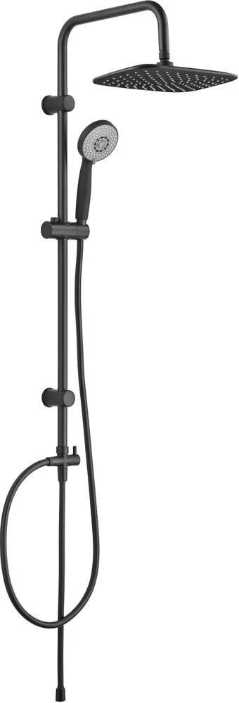 Душевая стойка Aquanet Passion AF300-70-RC-B черная, матовая, душевая система с тропическим душем, без смесителя, латунная