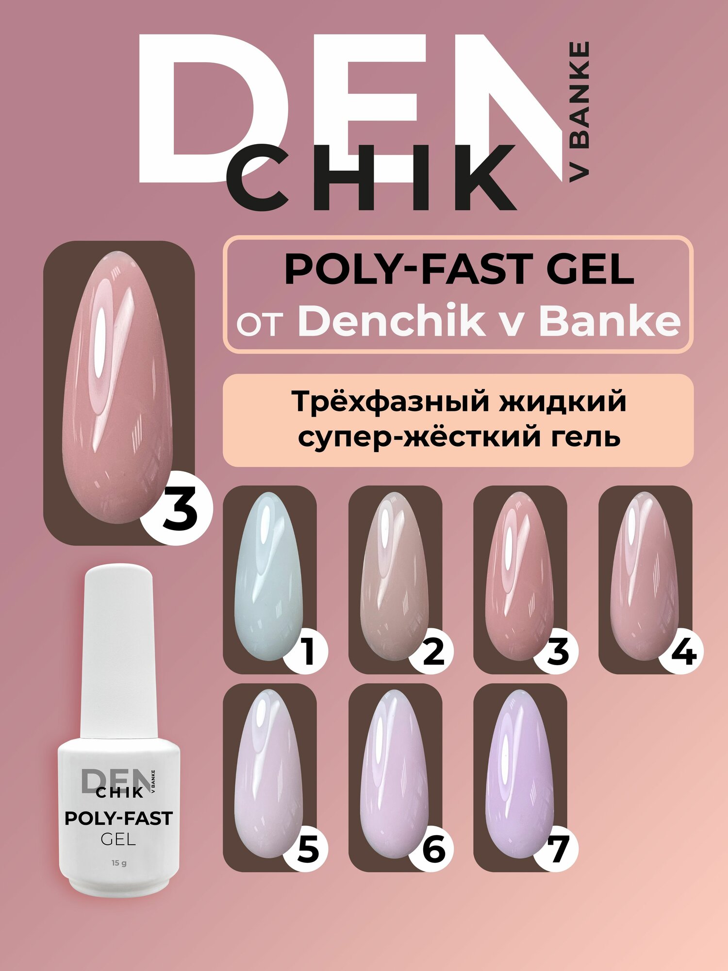 Камуфлирующий жидкий гель Poly-fast для маникюра