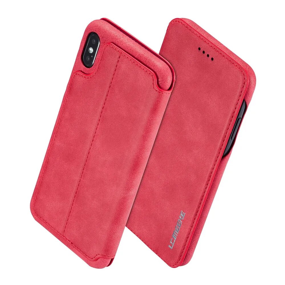 Чехол-книжка для Apple iPhone XS Max ( Айфон ХС Макс), откидная крышка, с отделениями для карт, премиальная магнитная кожа