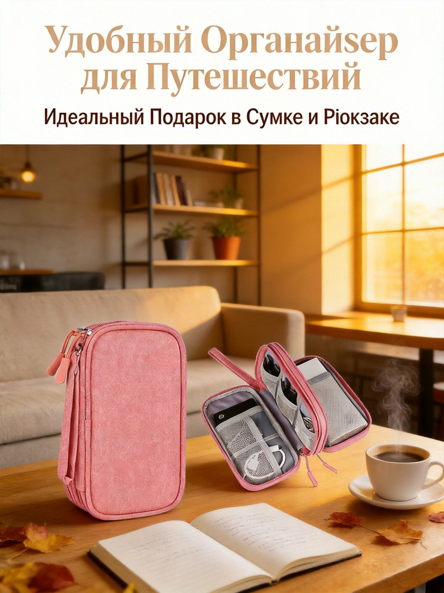 Органайзер для сумки и рюкзака, клатч из холста 19*11*5,5 см для зарядного оборудования, аккумуляторов и кабелей