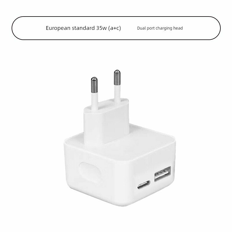 Европейский 35W двухпортовый зарядный адаптер с USB и Type-C интерфейсами