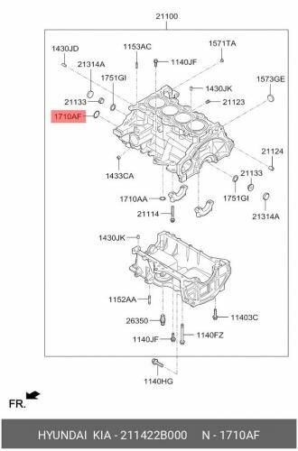 Кольцо уплотнительное блока цилиндров hyundai solaris creta Hyundai / Kia (Mobis) 211422B000