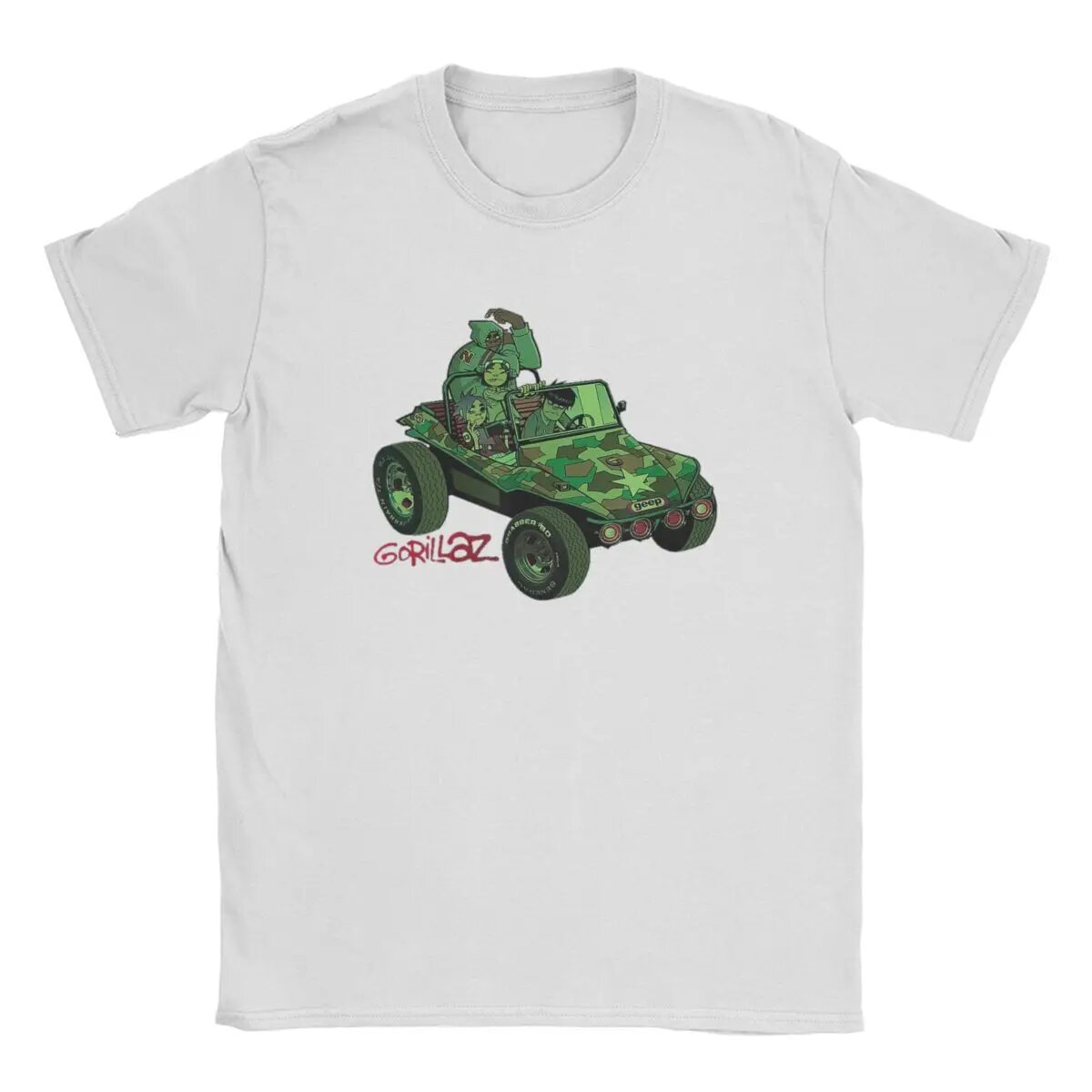 Gorillaz Geep Logo Reverse Мужская футболка Музыкальная группа Панк-рок 90-х годов Y2K Винтажная футболка с коротким рукавом и круглым вырезом Хлопок Плюс Размер Топ
