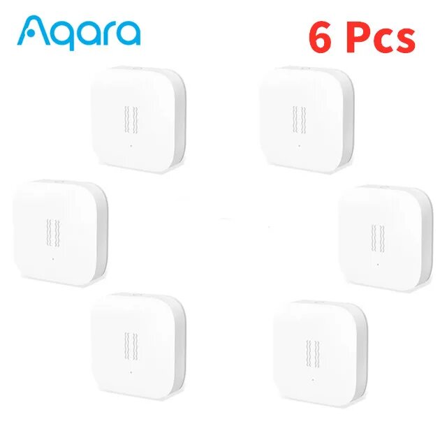 Аккумуляторный датчик вибрации Aqara Smart Zigbee, датчик движения, датчик удара, сигнализация, монитор с встроенным гироскопом для умного дома Xiaomi Mijia Homekit — 6 штук вибрации