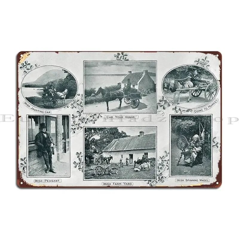 Металлическая табличка "Ирландские сцены 1902" 20x30см