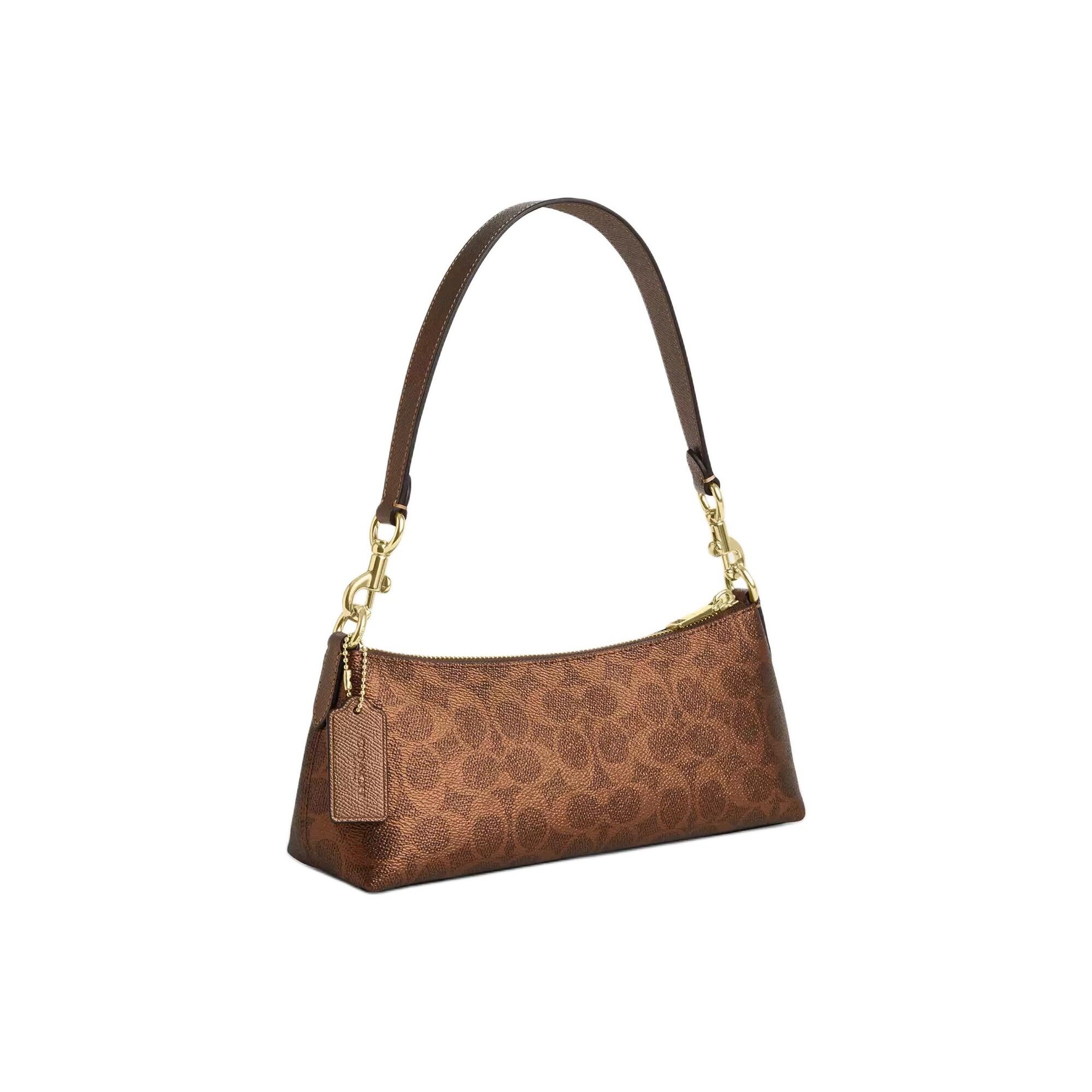 Сумка Coach Signature, фактура тиснение, коричневый — фото 1